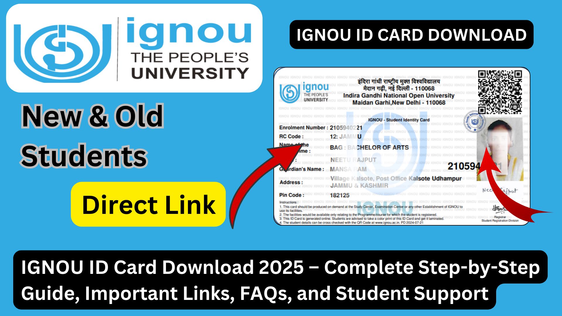 IGNOU ID Card Download 2025 – Complete Step-by-Step Guide, Important Links, FAQs, and Student ...