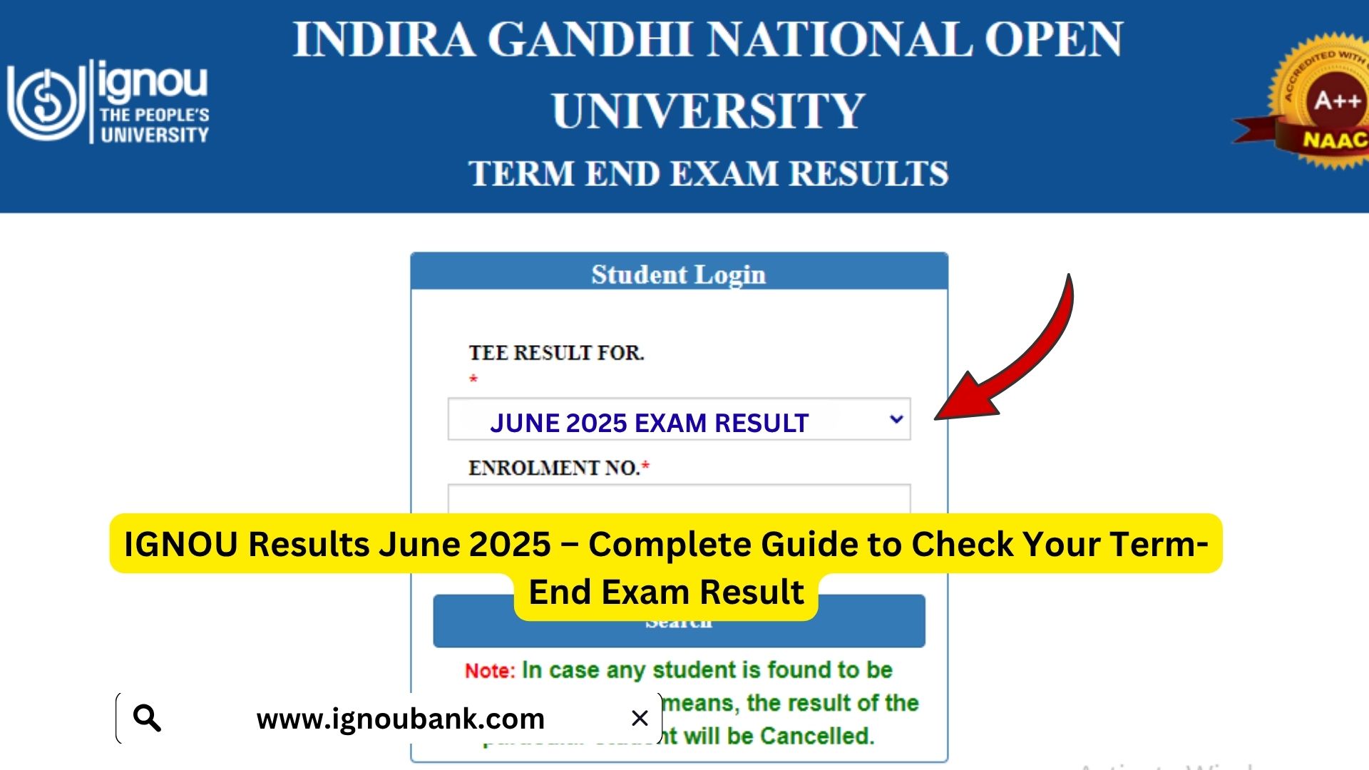 IGNOU Results June 2025 – Complete Guide to Check Your Term-End Exam Result