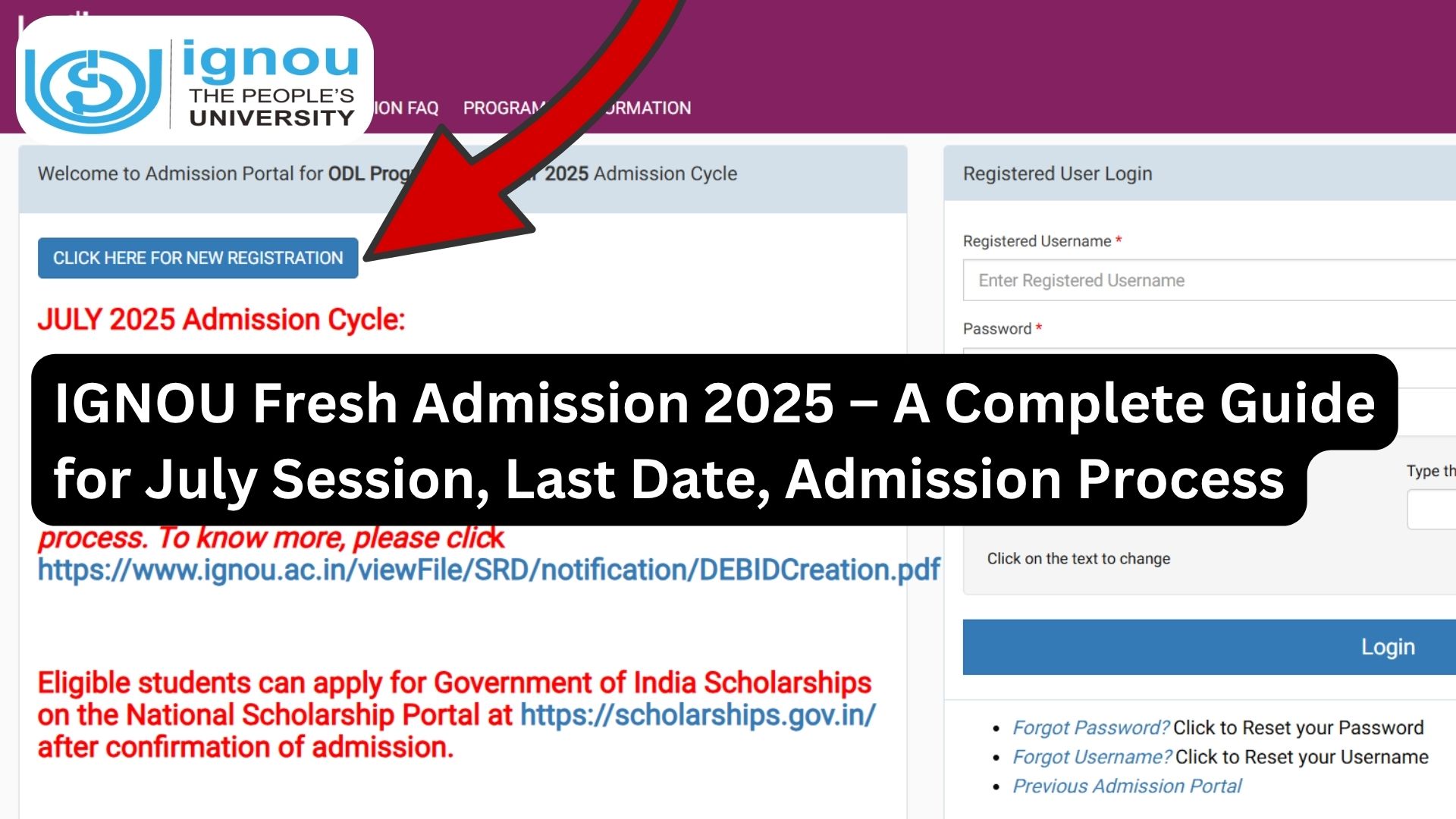 IGNOU Fresh Admission 2025 – A Complete Guide for July Session