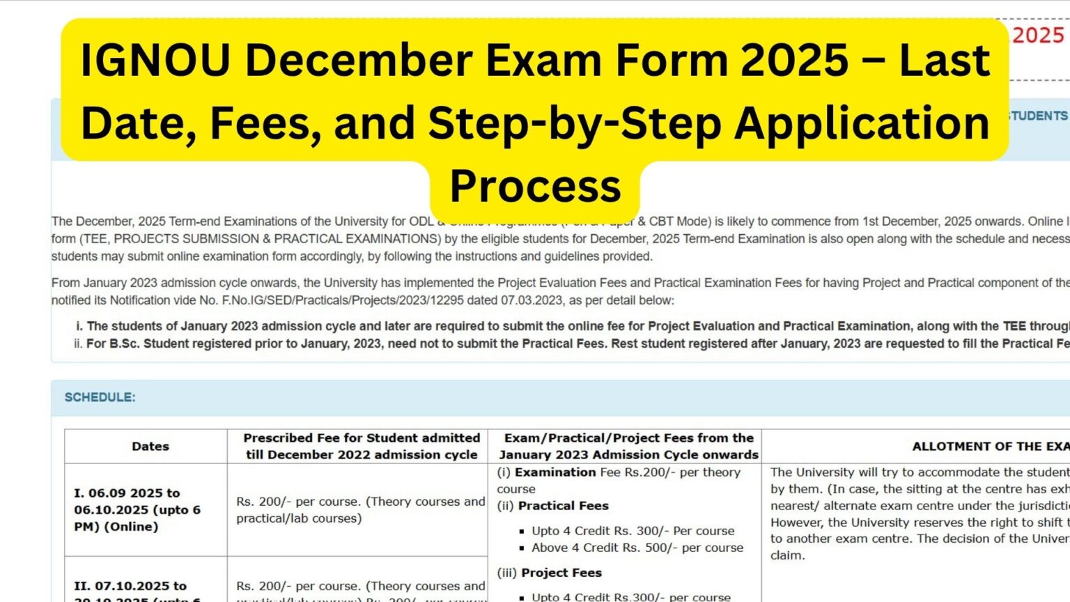 IGNOU December Exam Form 2025 – Last Date, Fees, and Step-by-Step ...