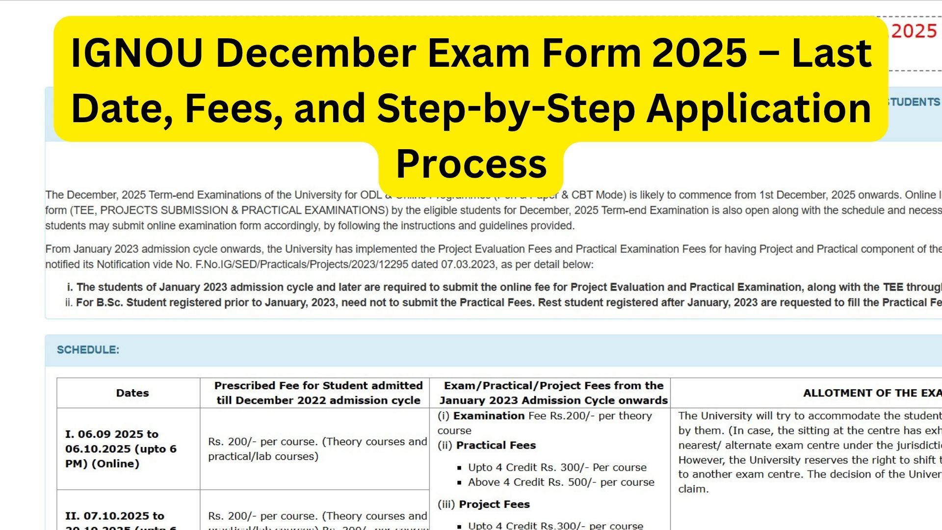 IGNOU December Exam Form 2025 – Last Date, Fees, and Step-by-Step ...