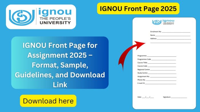 IGNOU Front Page for Assignment 2025 – Format, Sample, Guidelines, and ...