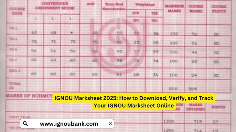 IGNOU Marksheet 2025: How to Download, Verify, and Track Your IGNOU ...
