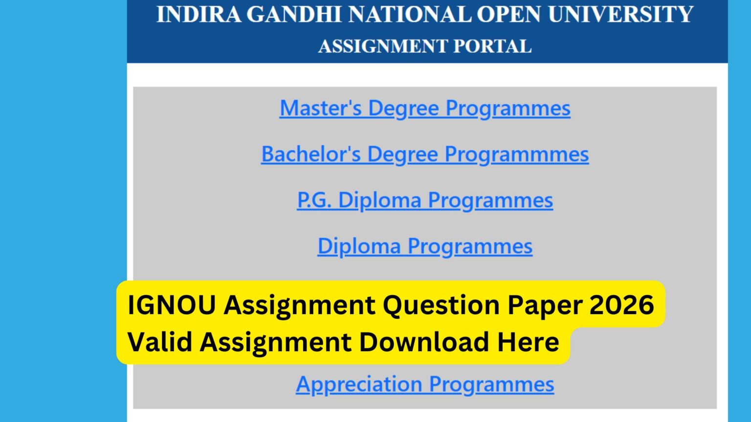 IGNOU Assignment Question Paper 2026: Complete Guide to Download ...