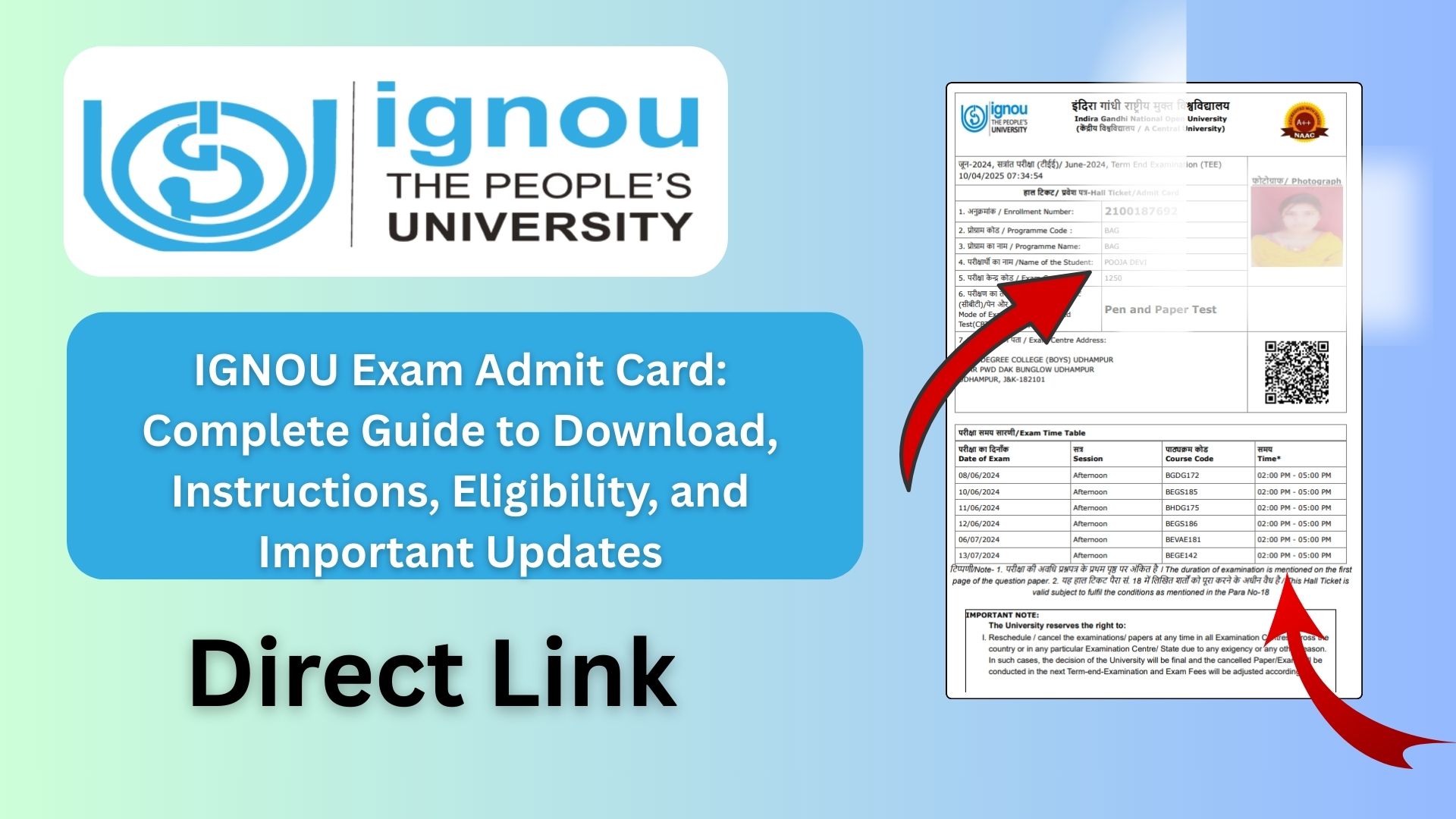 IGNOU Exam Admit Card: Complete Guide to Download, Instructions ...