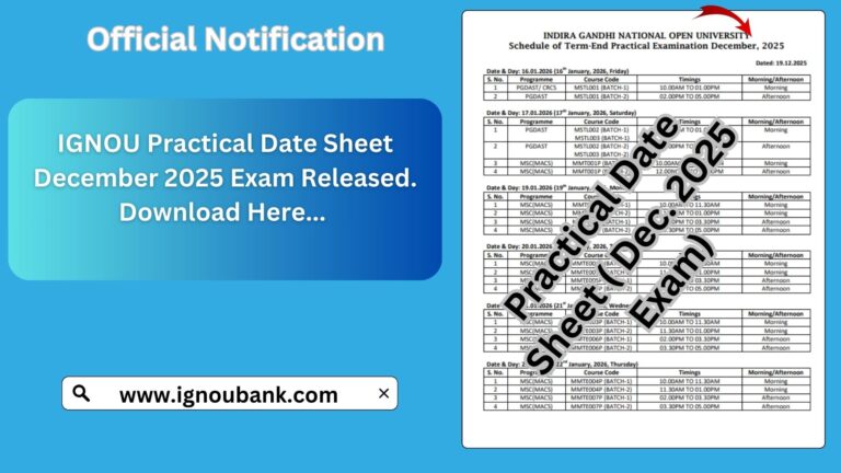 IGNOU Practical Date Sheet 2025 – Complete Guide (December TEE ...