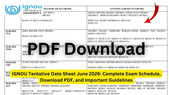 IGNOU Date Sheet December 2025 – Download Here