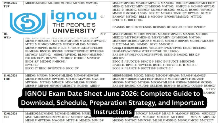 IGNOU Exam Date Sheet June 2026: Complete Guide to Download, Schedule ...