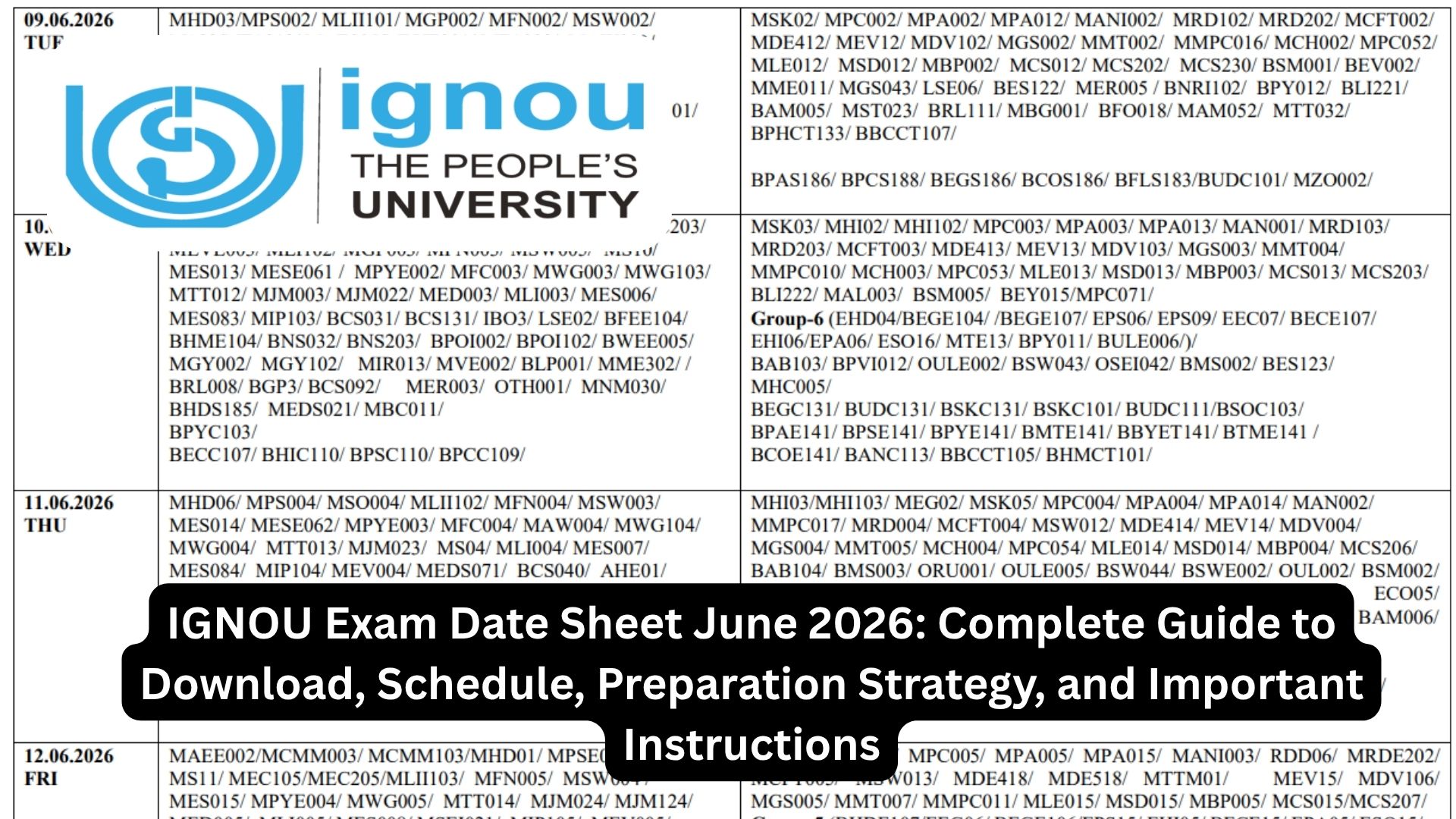 IGNOU Exam Date Sheet June 2026: Complete Guide to Download, Schedule ...
